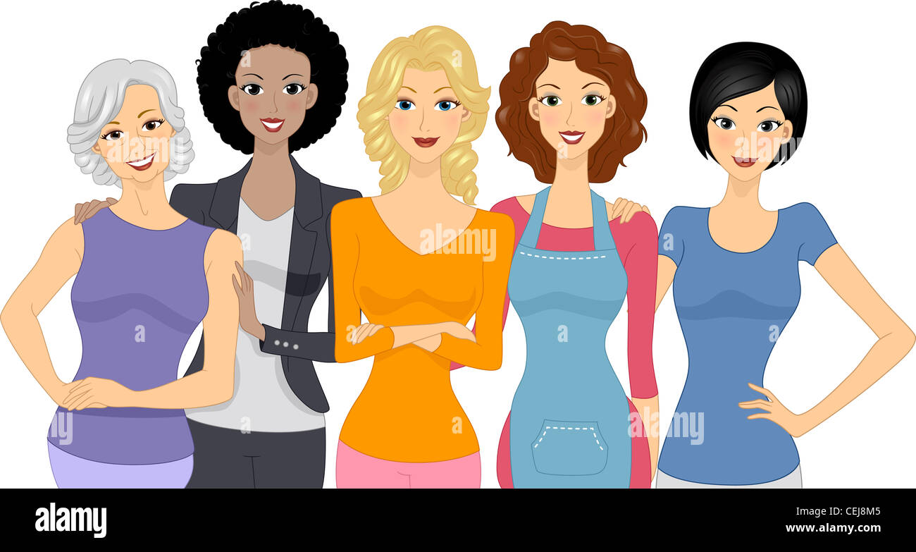 Illustration of a Diverse Group of Women Stock Photo - Alamy