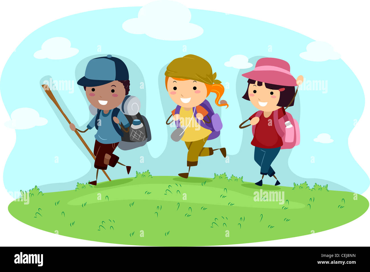 Illustration of Kids on a Camping Trip Stock Photo - Alamy
