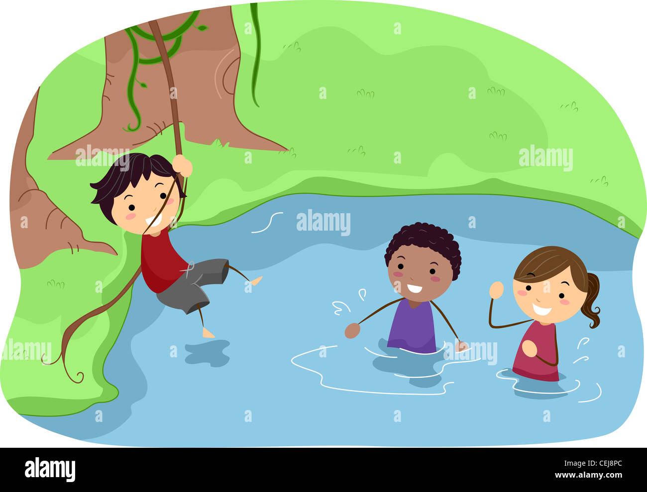 Boy playing in river stick hi-res stock photography and images - Alamy
