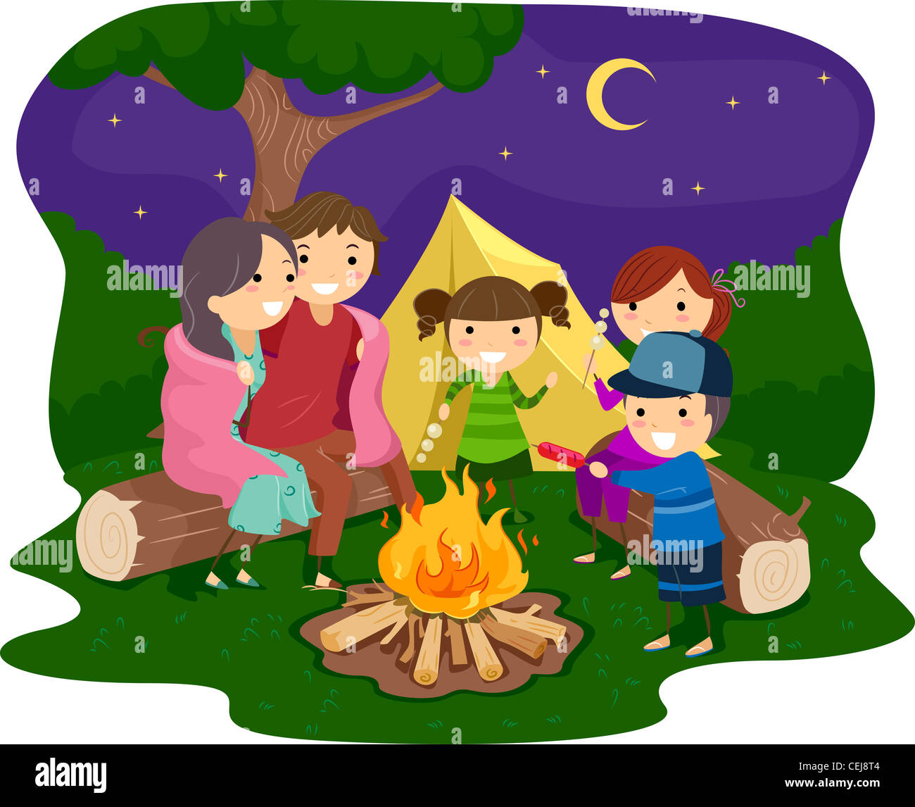 Children around bonfire hi-res stock photography and images - Alamy