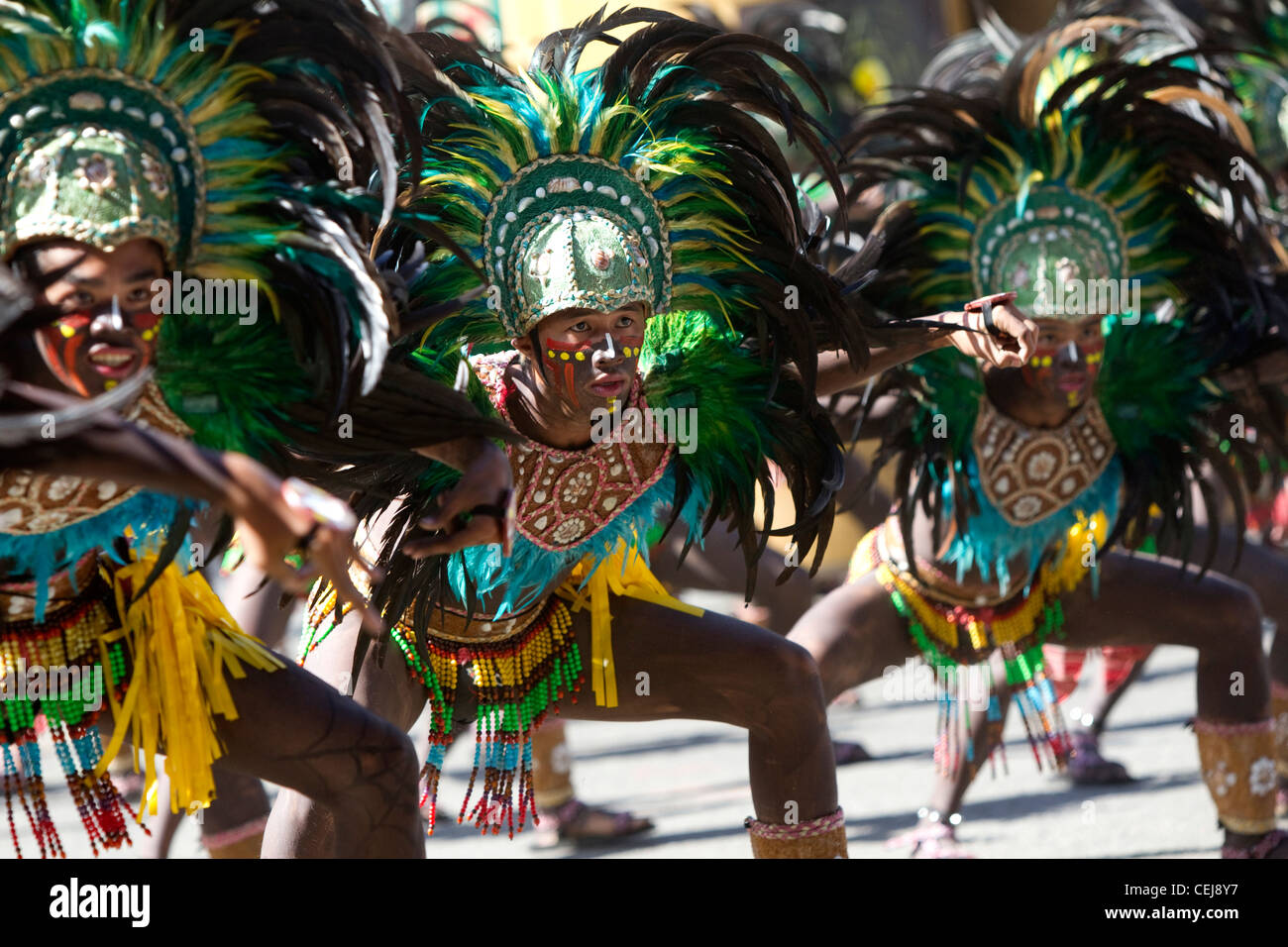 Tribal dancers,Dinagyang festival 2012,Iloilo City,Philippines Stock ...