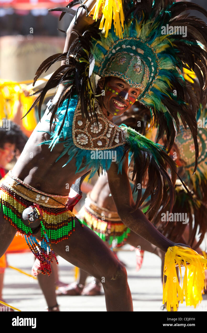 Tribal dancers,Dinagyang festival 2012,Iloilo City,Philippines Stock ...