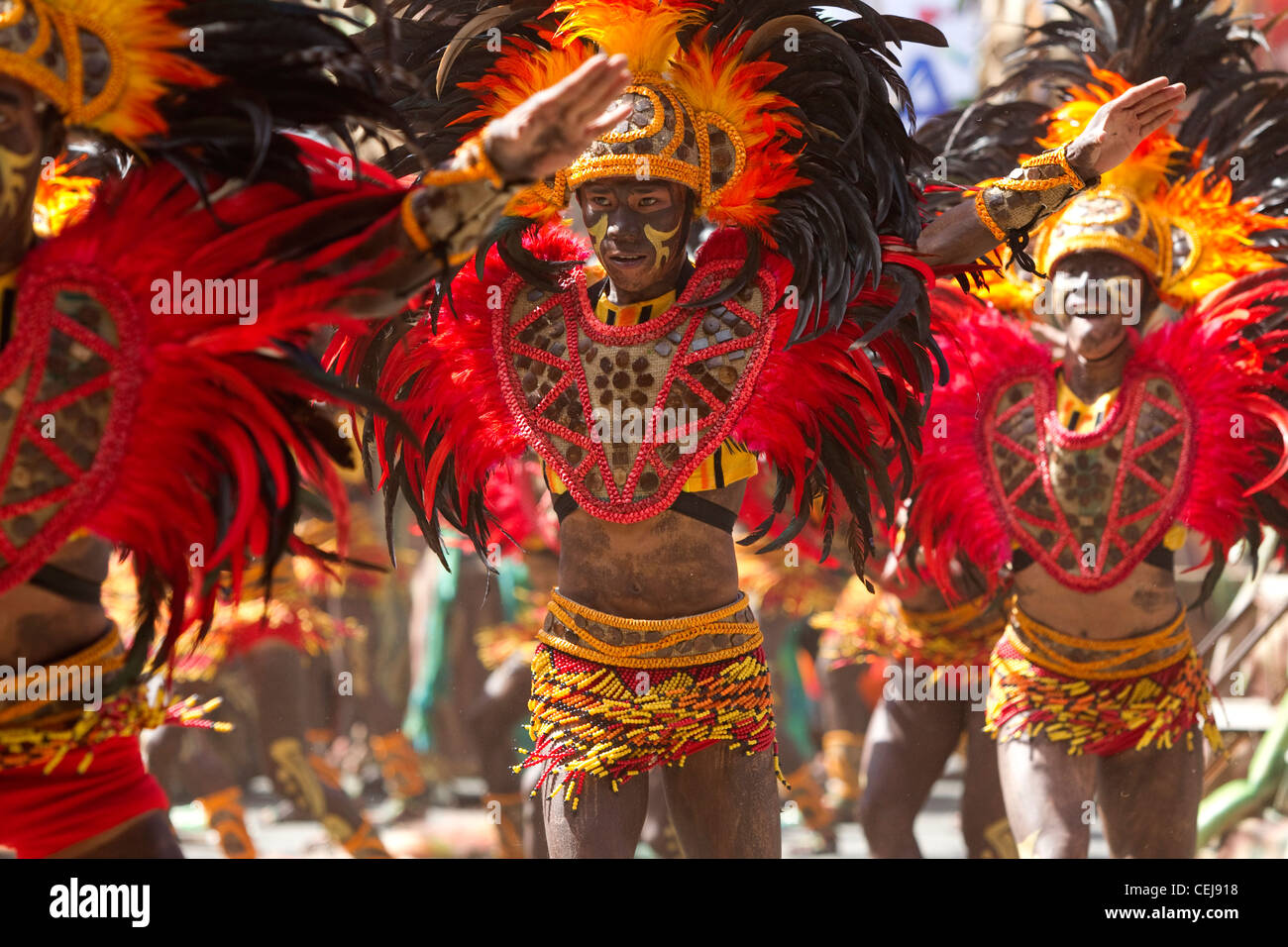 Tribal dancers,Dinagyang festival 2012,Iloilo City,Philippines Stock ...