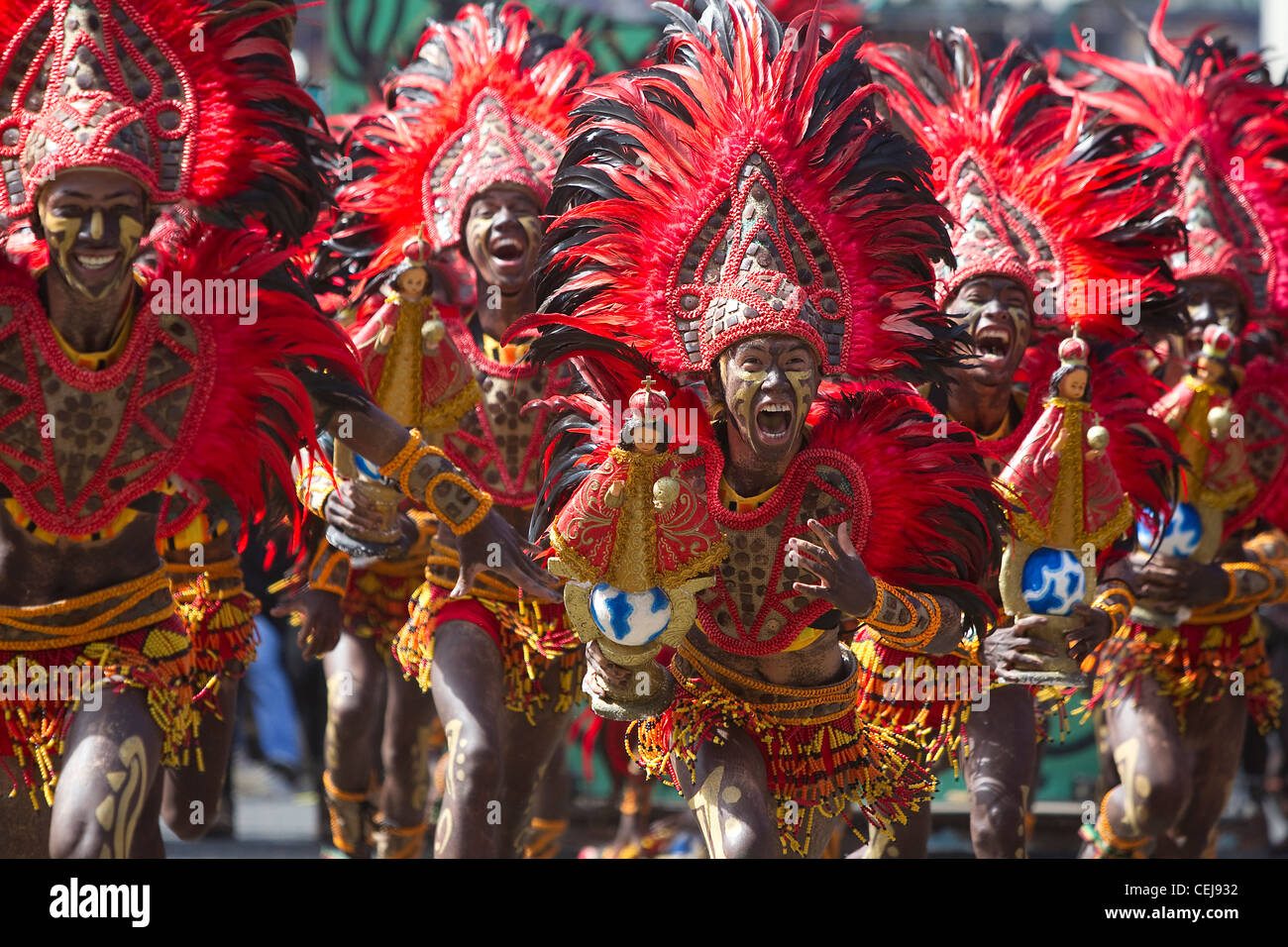 Tribal dancers,Dinagyang festival 2012,Iloilo City,Philippines Stock ...