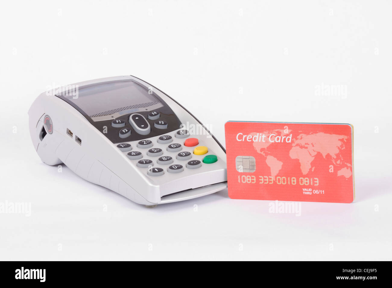 bank terminal and credit card isolated on white Stock Photo - Alamy
