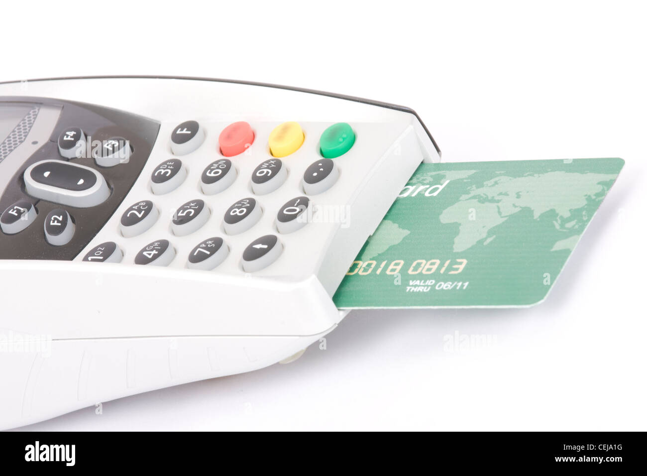 bank terminal and credit card isolated on white Stock Photo - Alamy