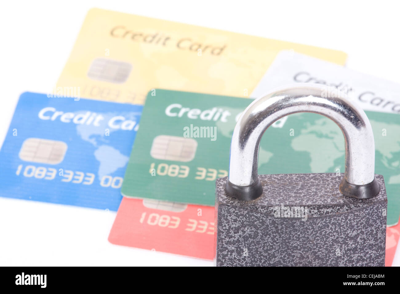 Credit cards and lock, business security background Stock Photo - Alamy