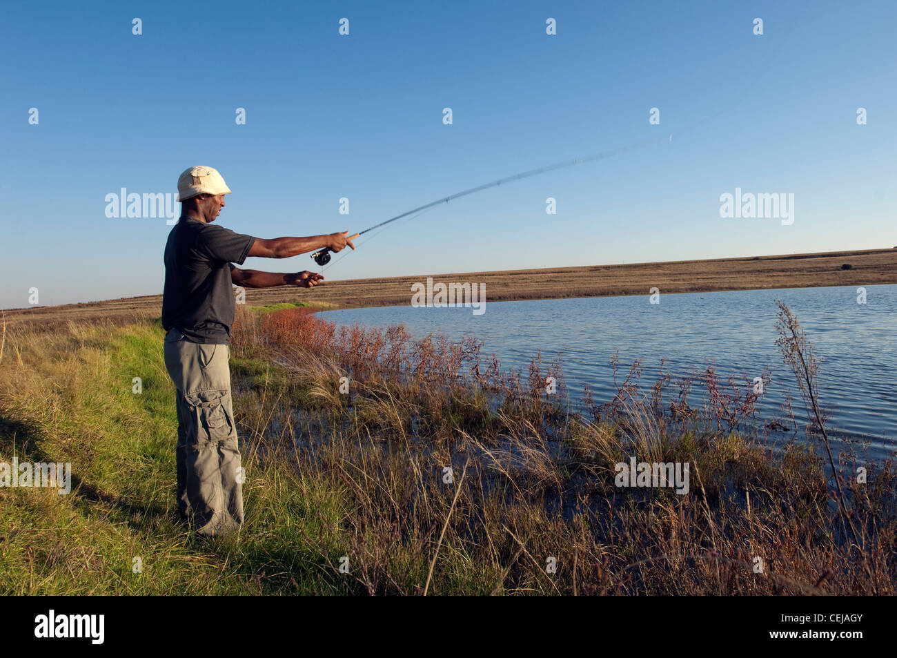 Fly fishing near Clocolan,Eastern Free State Province Stock Photo - Alamy