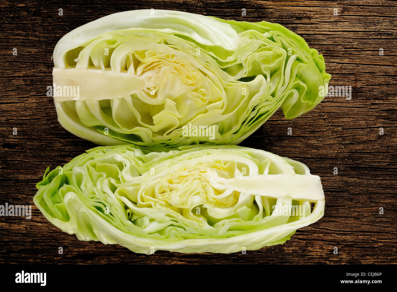 Cabbage heart on wooden Stock Photo - Alamy