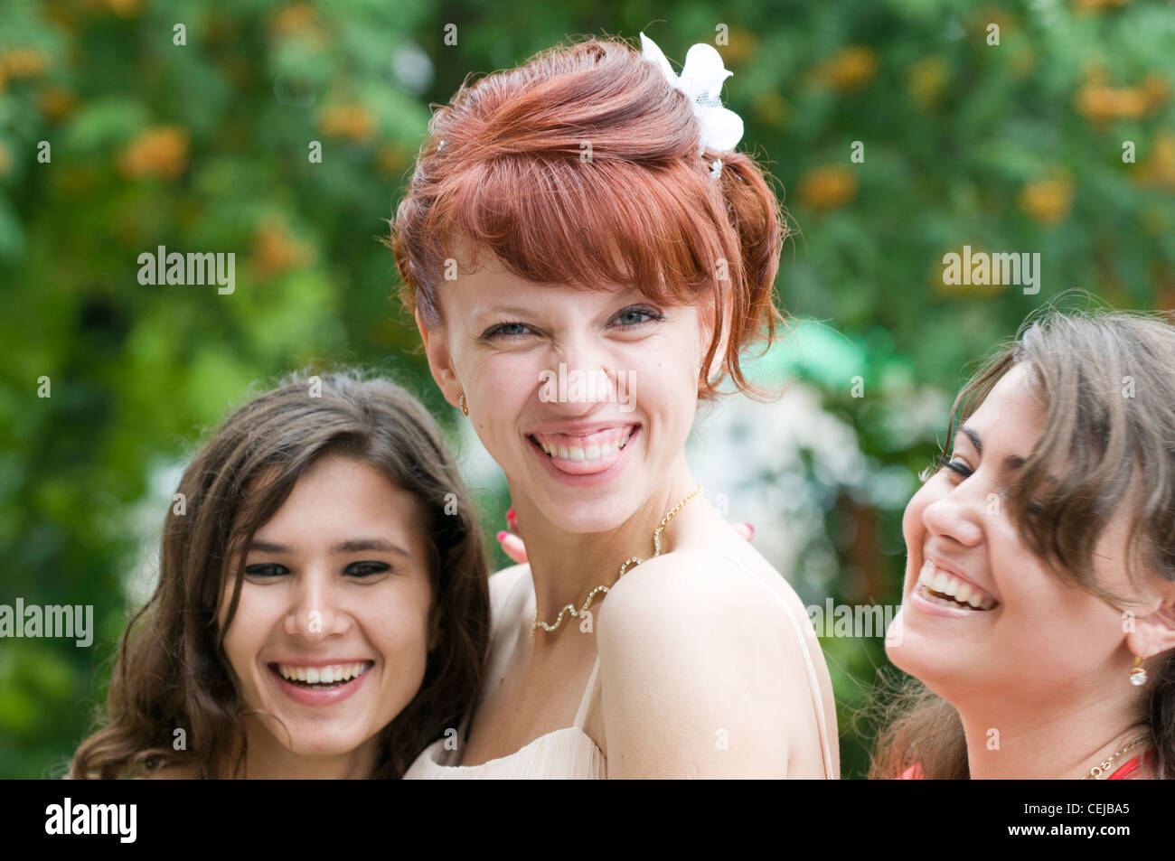 Young bride with her friends at the wedding Stock Photo - Alamy