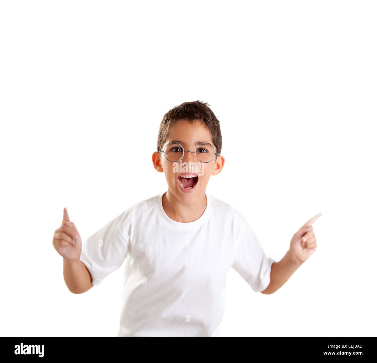 children nerd kid boy with glasses and happy expression isolated on ...