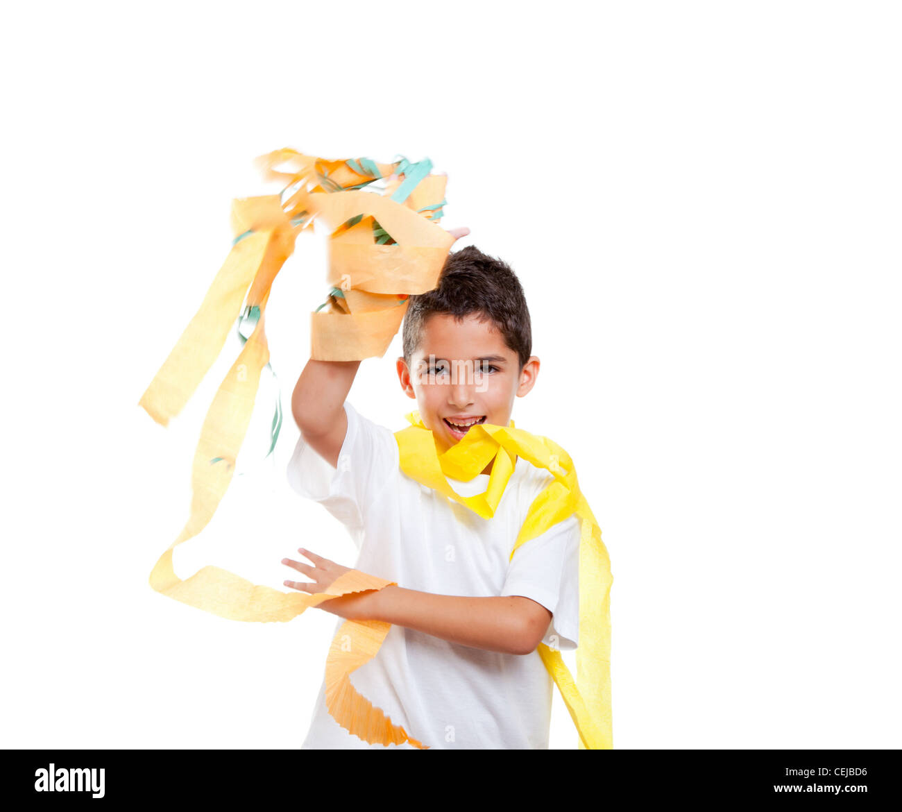 children kid in a party with messy colorful paper ribbon Stock Photo ...