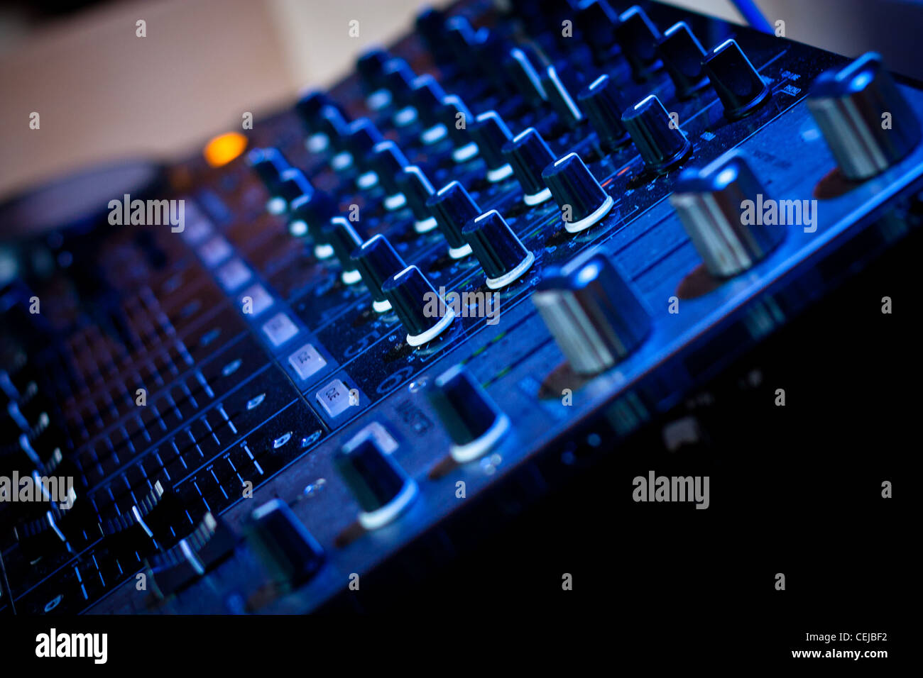 audio console in blue light Stock Photo - Alamy