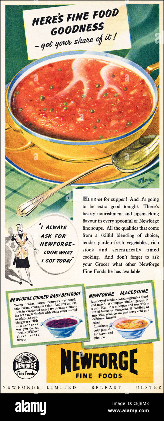1940s uk food ads hi-res stock photography and images - Alamy