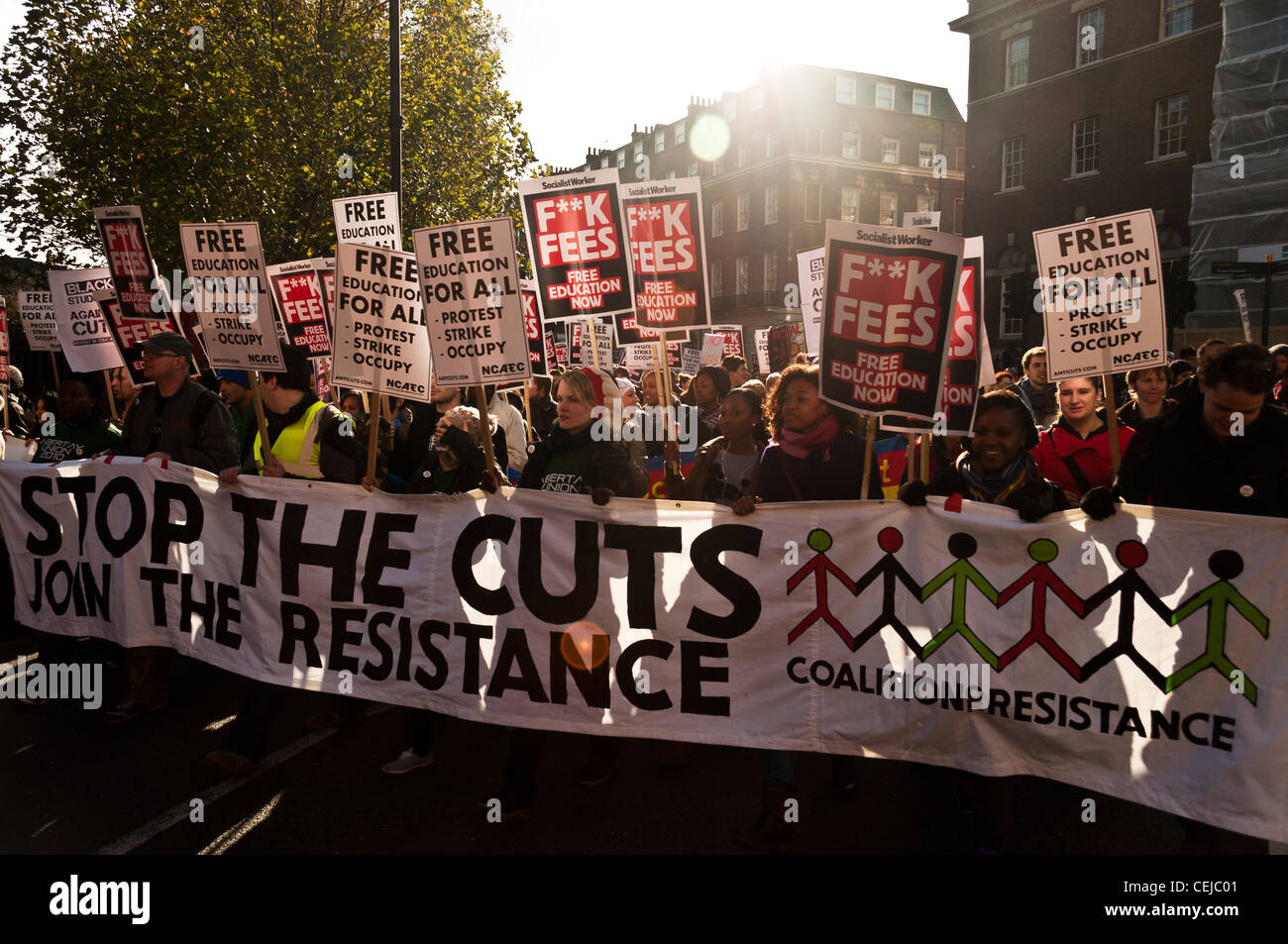 Students protesting against tuition fee increases on the NUS ...