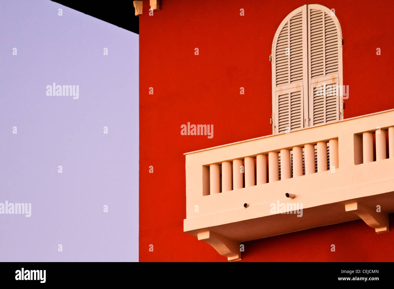 window, balcony and red house Stock Photo - Alamy