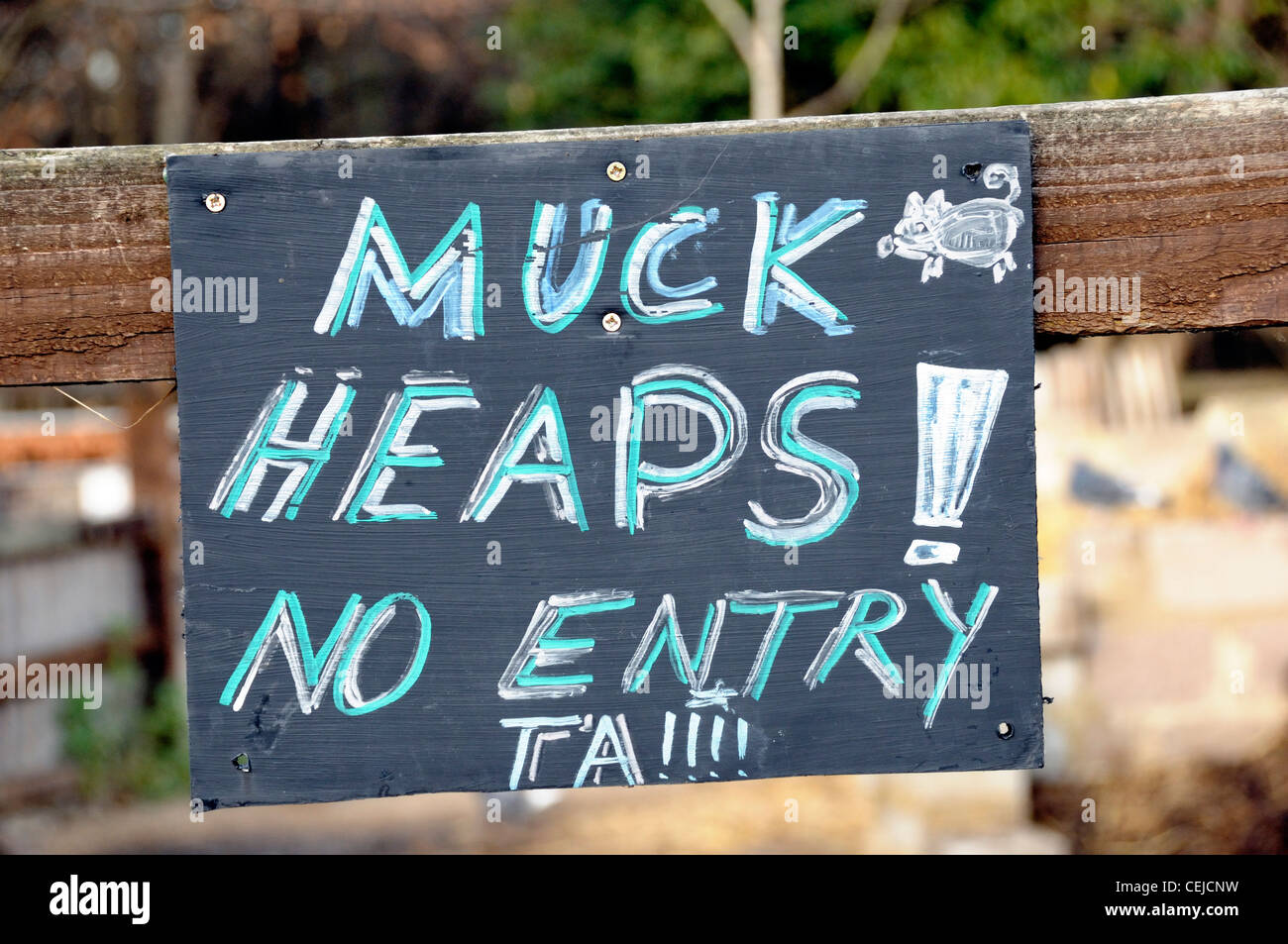 Sign saying muck heaps no entry, Hackney City Farm London England UK ...
