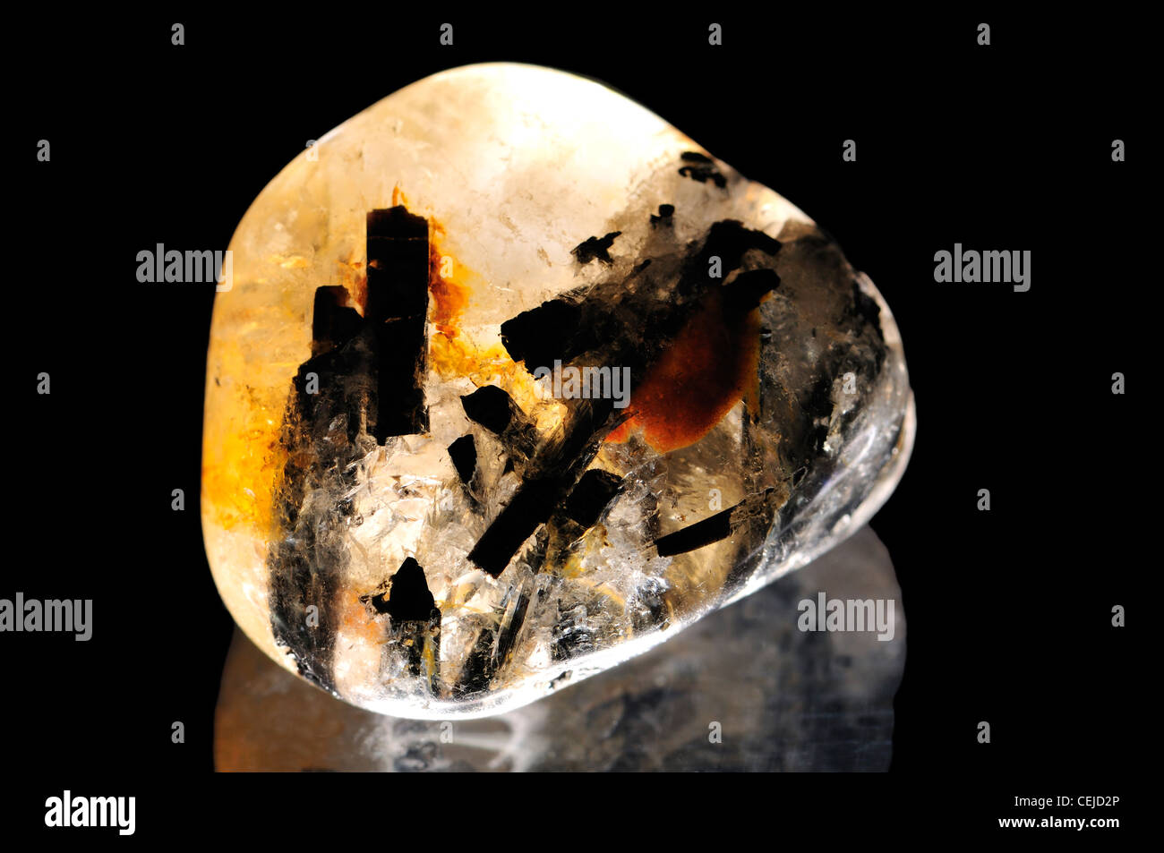Polished Tourmaline Quartz (Quartz with black tourmaline inclusions ...