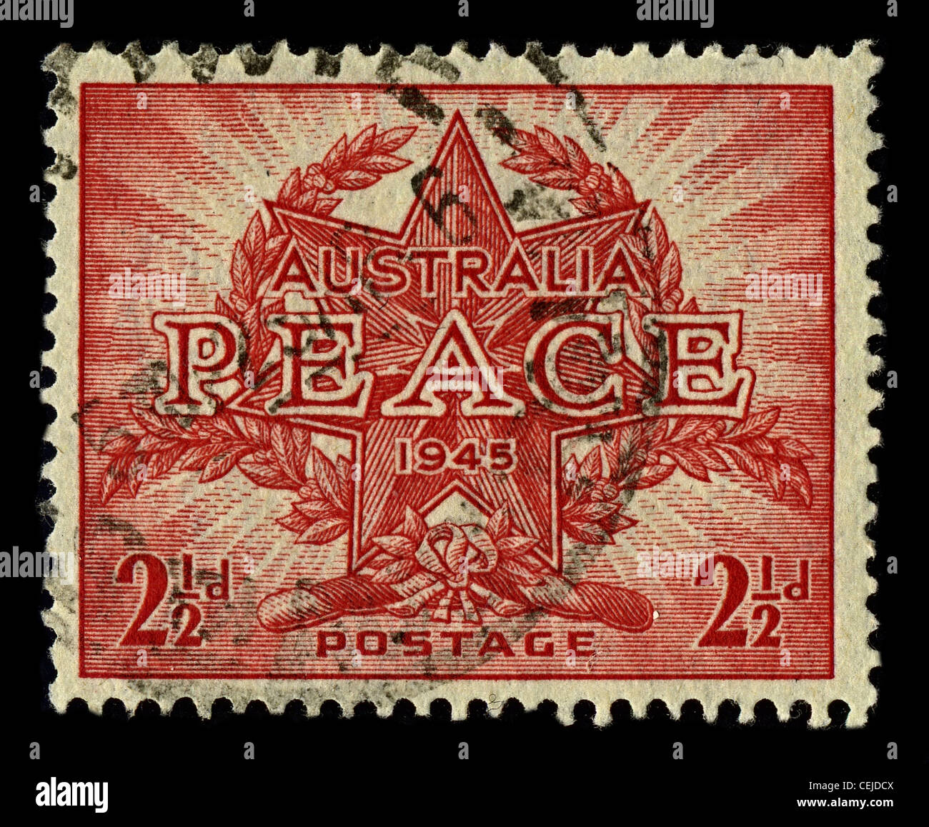 AUSTRALIA-CIRCA 1945:A stamp printed in AUSTRALIA shows image of star ...