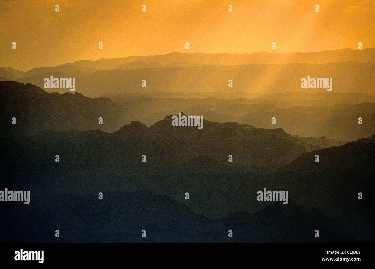 Rays of sun on mountain scenery Stock Photo - Alamy