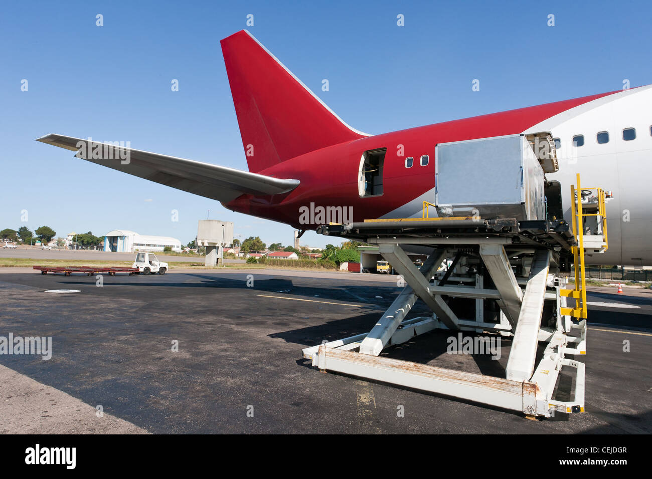 Loading platform of air freight to the aircraft Stock Photo - Alamy
