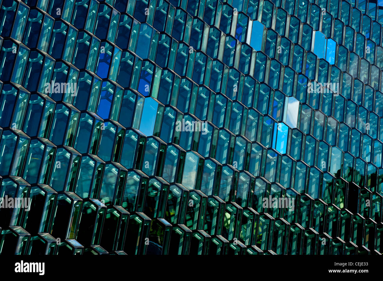 Building detail of Harpa "The Harp" concert hall in Reykjavik, Iceland ...