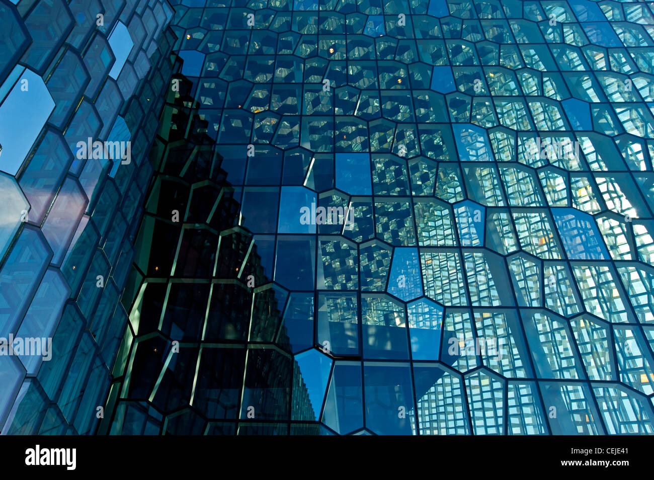 Building detail of Harpa "The Harp" concert hall in Reykjavik, Iceland ...