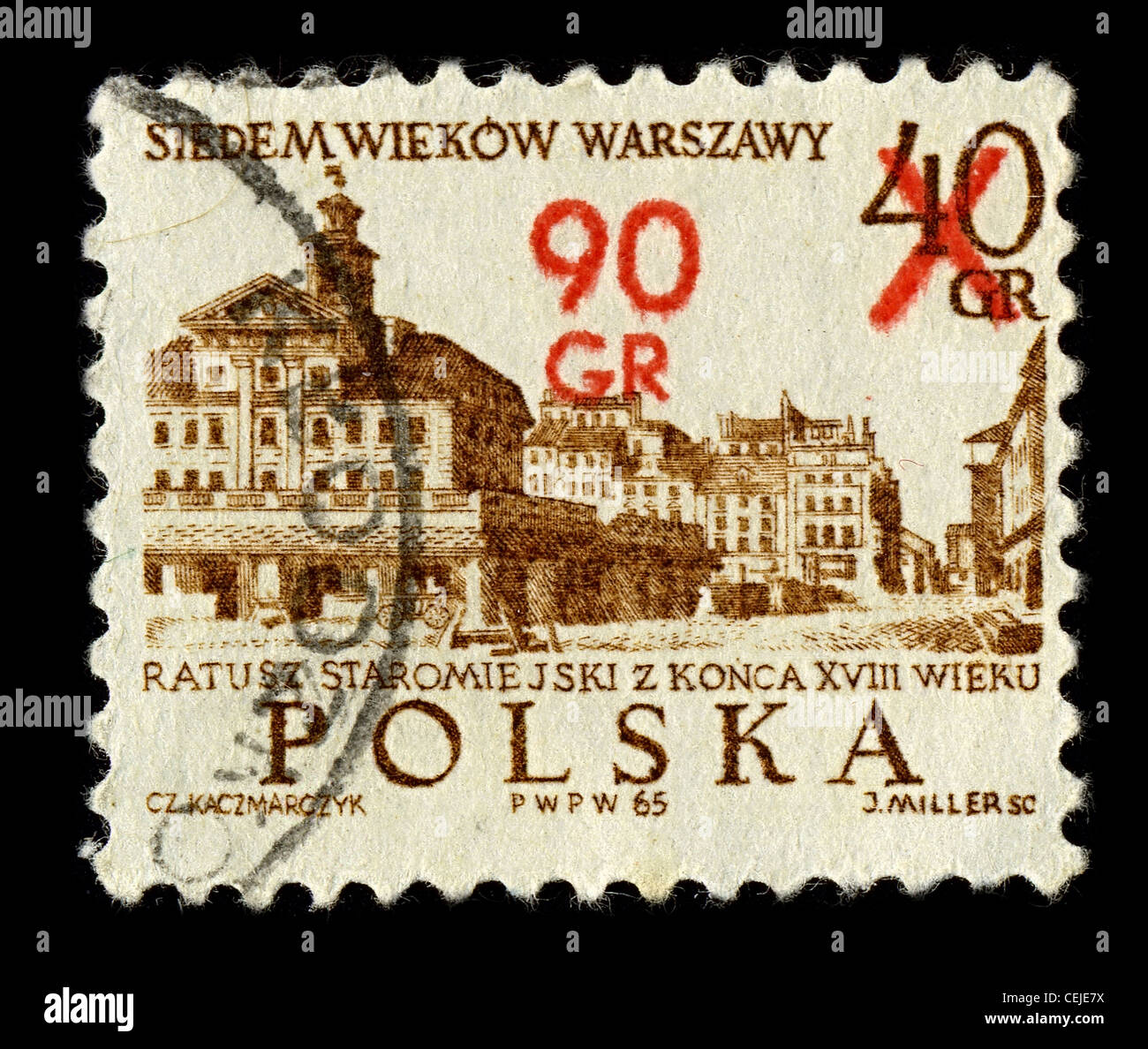 POLAND-CIRCA 1965:A stamp printed in POLAND shows image of Old City ...