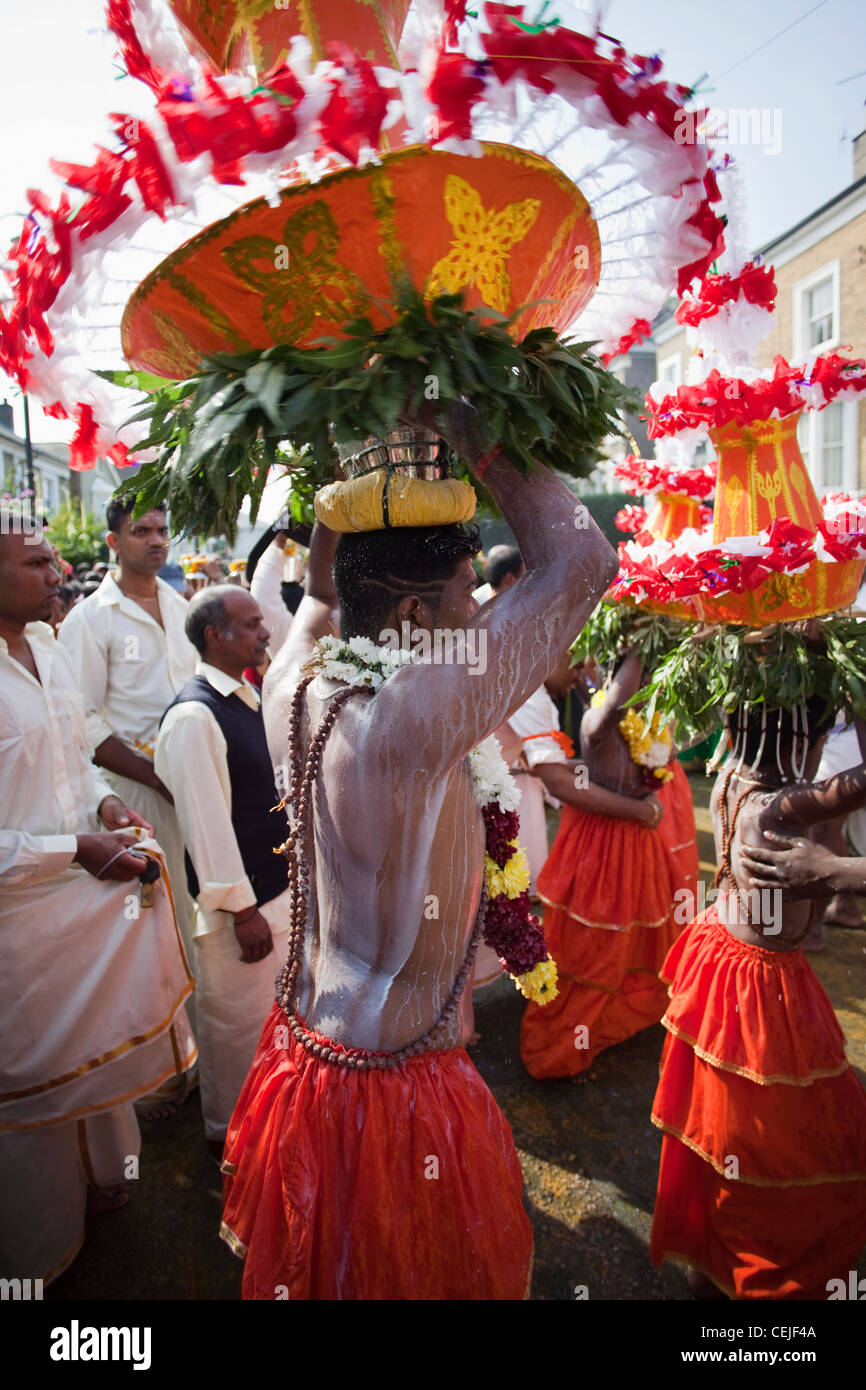 England London Ealing Shri Kanaga Thurkkai Amman Temple Chariot Festival Participants Stock