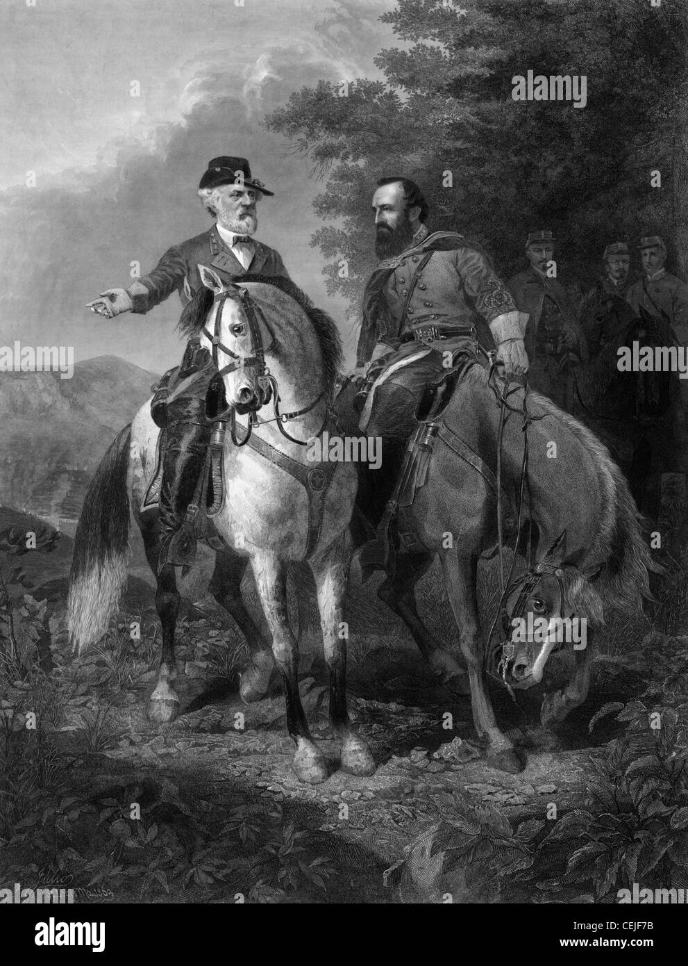 Vintage print depicting Robert E. Lee and Ulysses S. Grant Stock Photo ...
