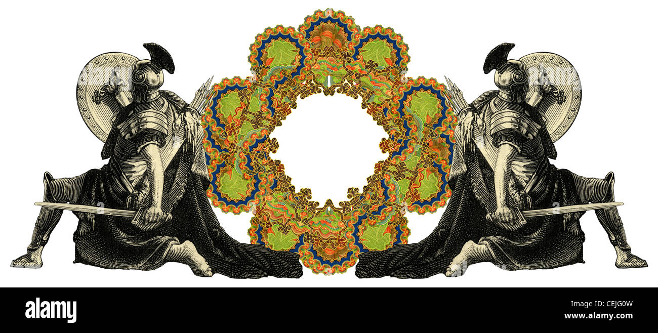 Luxurious Victorian frame, with a gladiator Stock Photo - Alamy