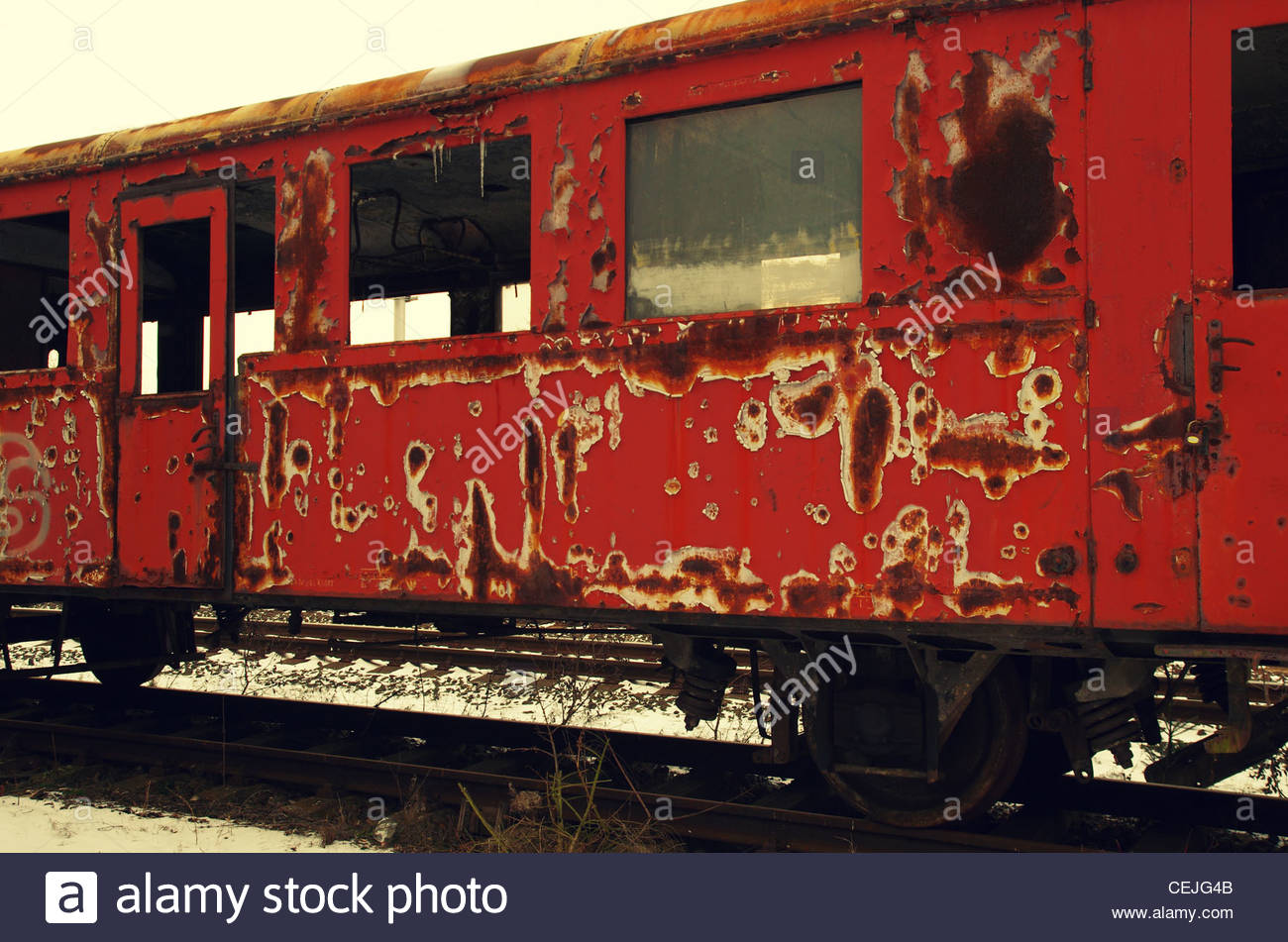 Old Railcar At Abandoned Train Station High Resolution Stock ...