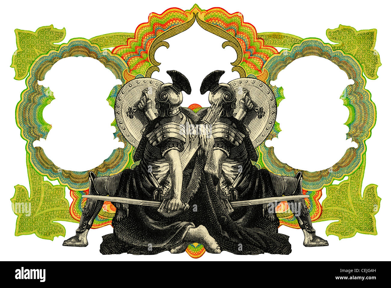 Luxurious Victorian frame, with a gladiator Stock Photo - Alamy