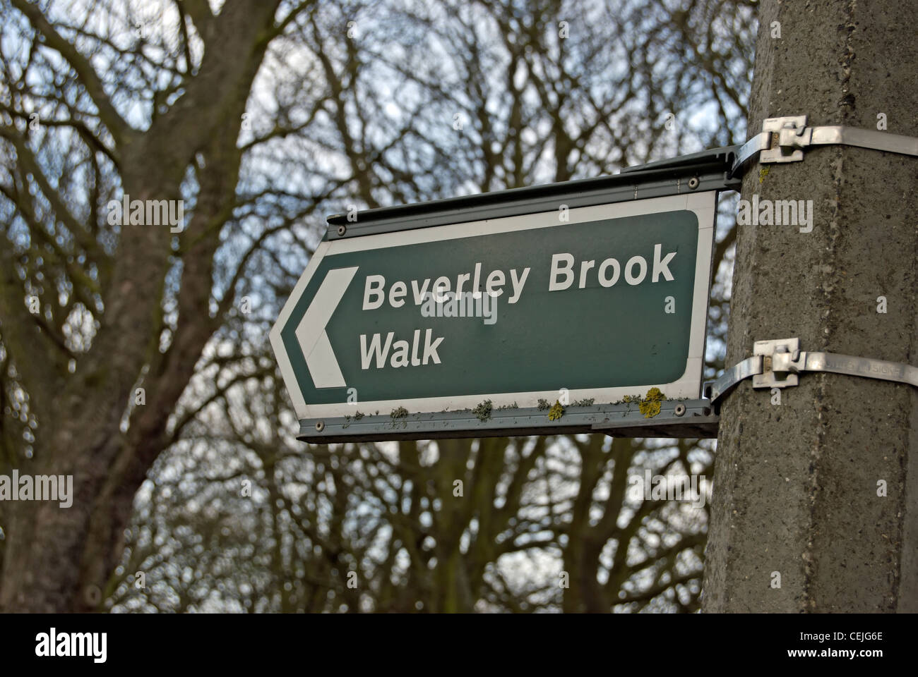 sign for beverley brook walk, barnes common, southwest london, england ...