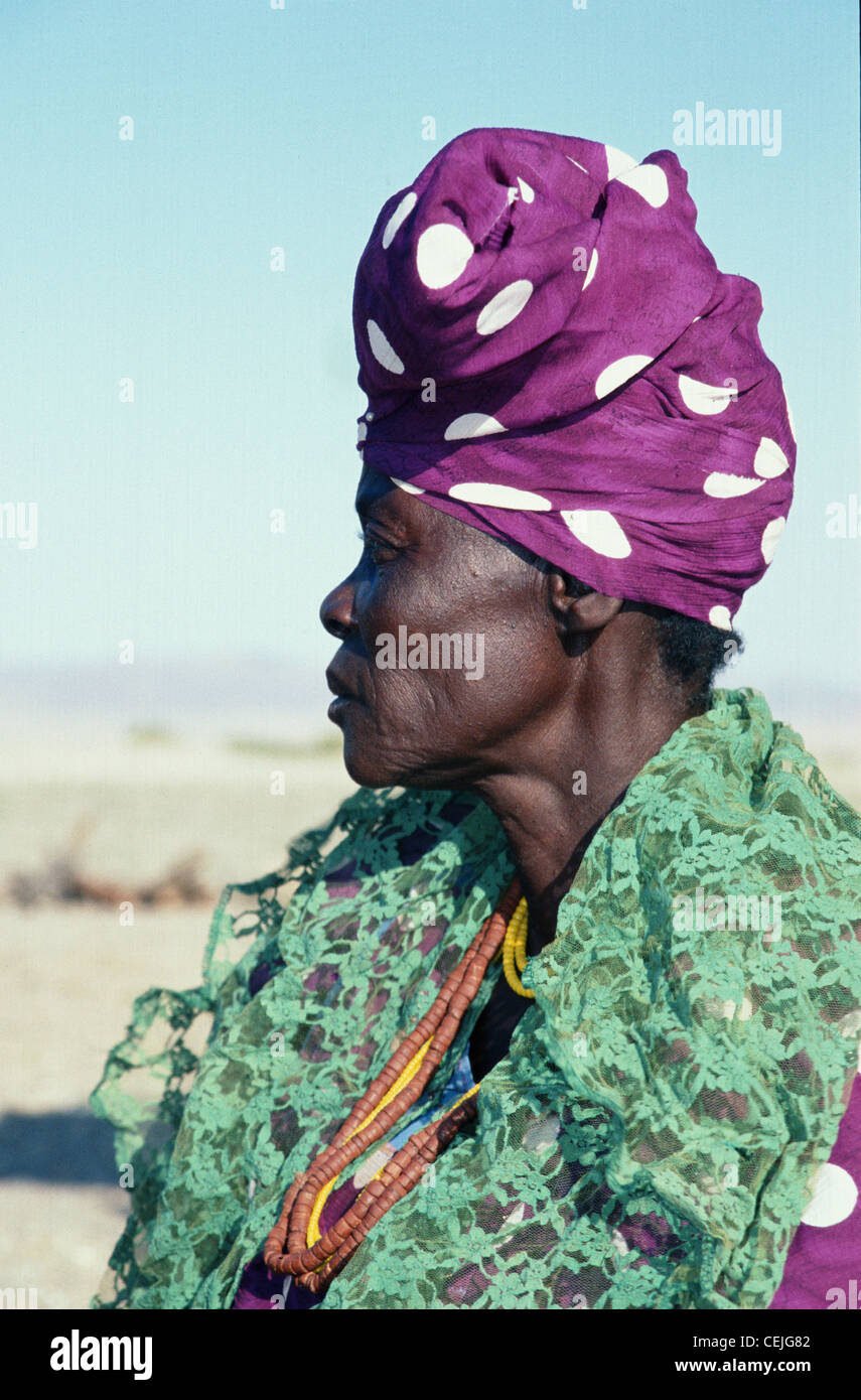 herero woman wears her traditional dress and horn shaped hat derived ...
