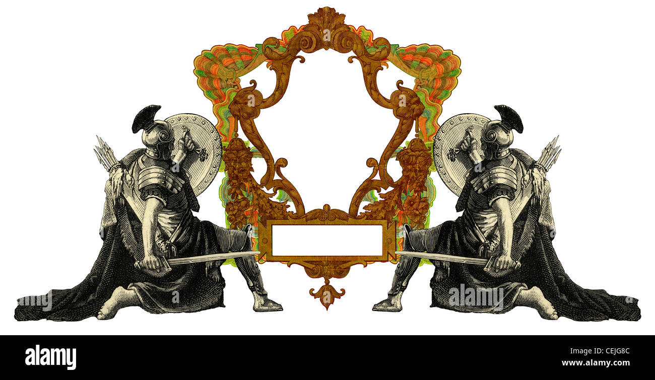 Luxurious Victorian frame, with a gladiator Stock Photo - Alamy