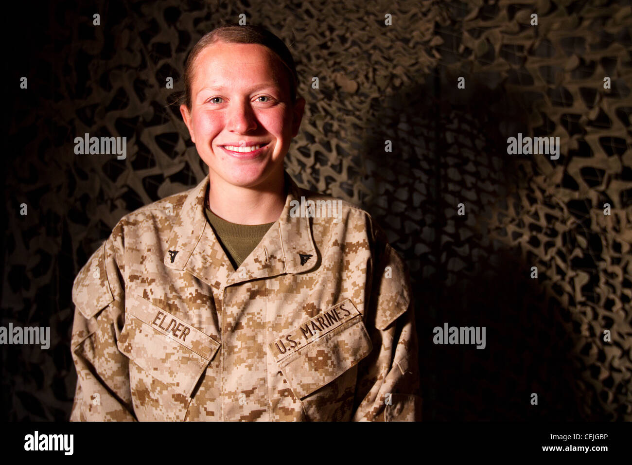 U.S. Marine Lance Cpl. Jennifer Nadine May Elder, a logistics vehicle ...