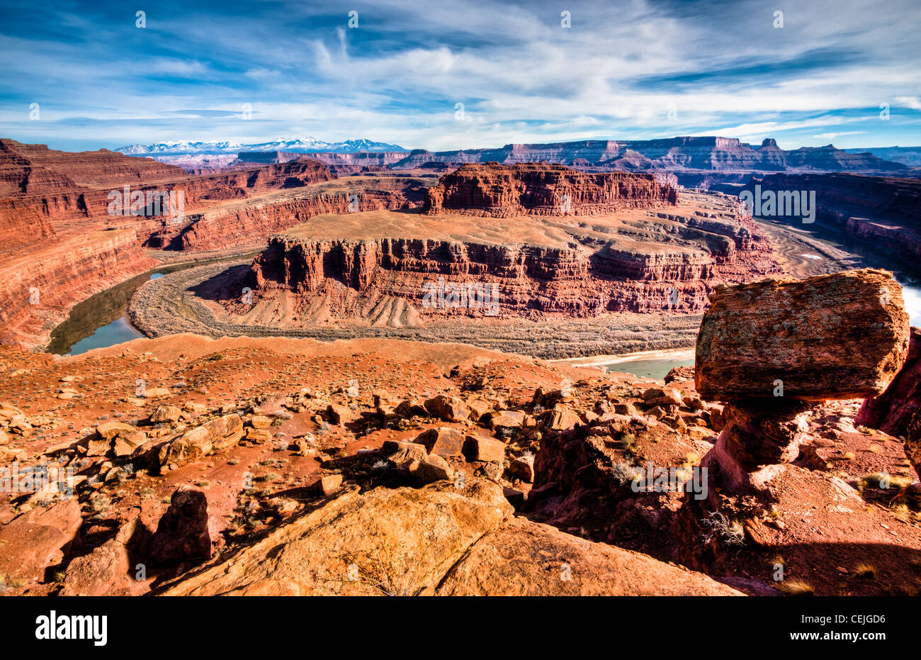 The Colorado River flowing south where it will meet the Green River in ...