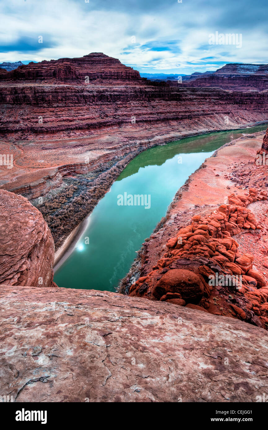 The Colorado River flowing south where it will meet the Green River in ...