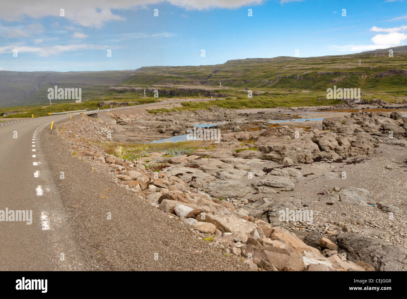 Empty asphalt route in Iceland - Westfjords Stock Photo - Alamy