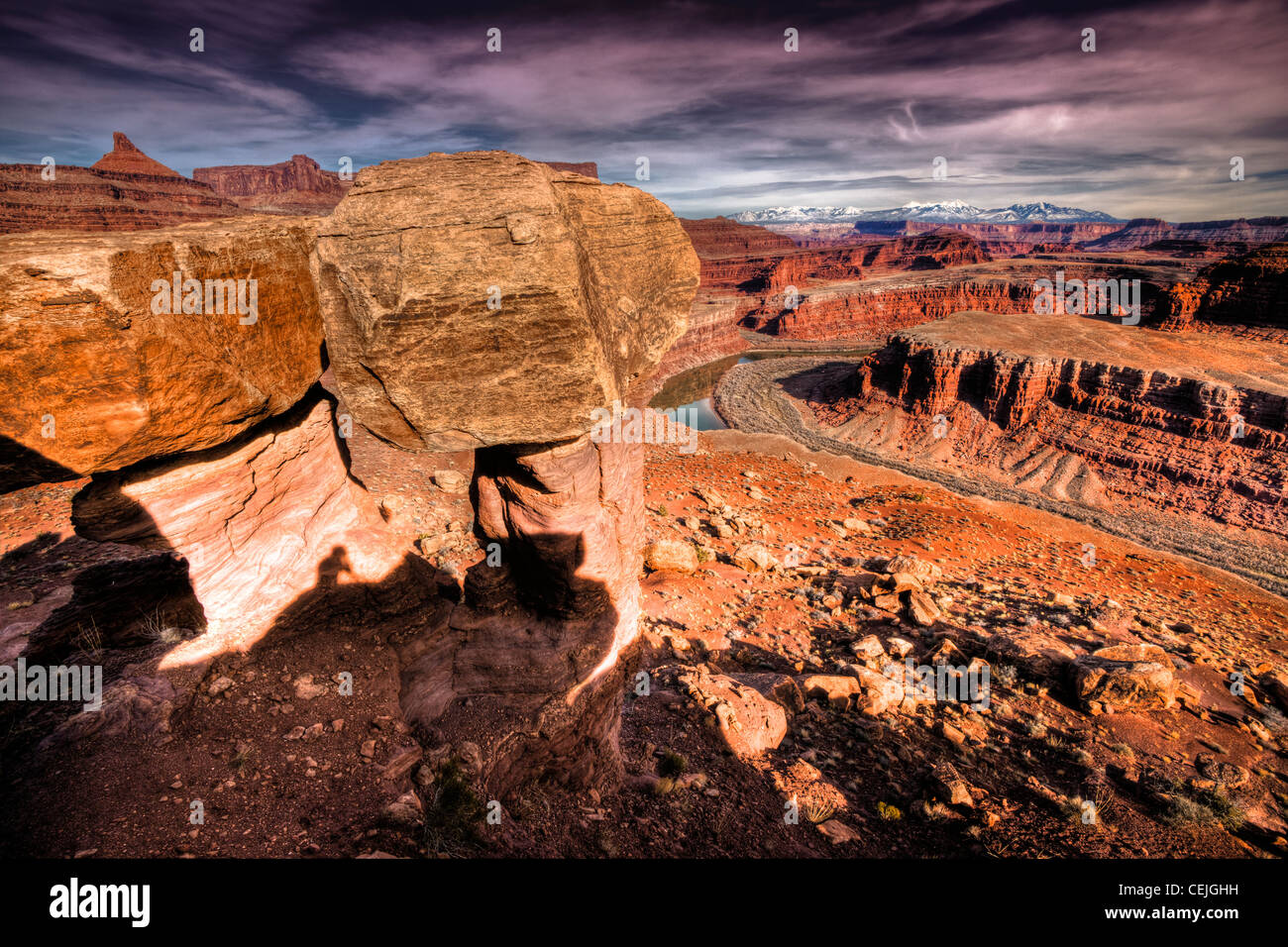 The Colorado River flowing south where it will meet the Green River in ...