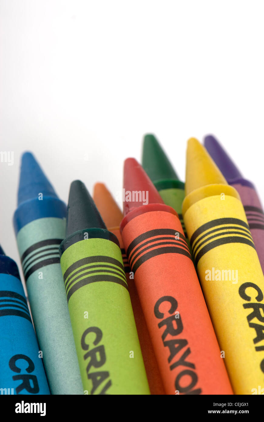 Bunch of colorful crayons on white background Stock Photo - Alamy