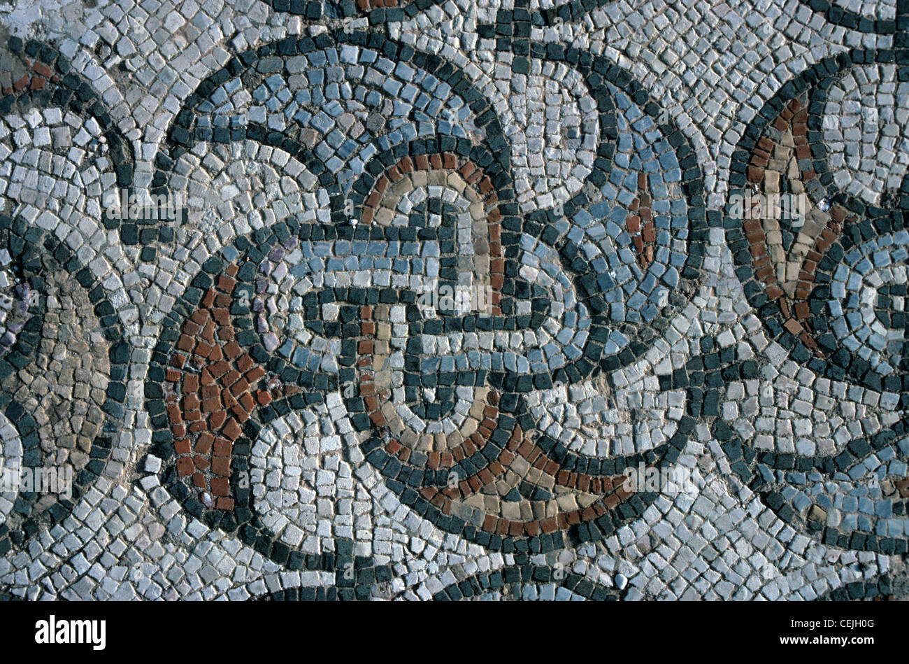 Geometric Roman Floor Mosaic in the Form of a Spinning Wheel Motif from ...