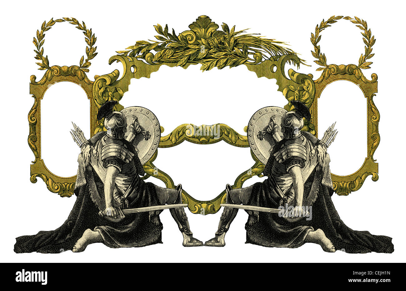 Luxurious Victorian frame, with a gladiator Stock Photo - Alamy