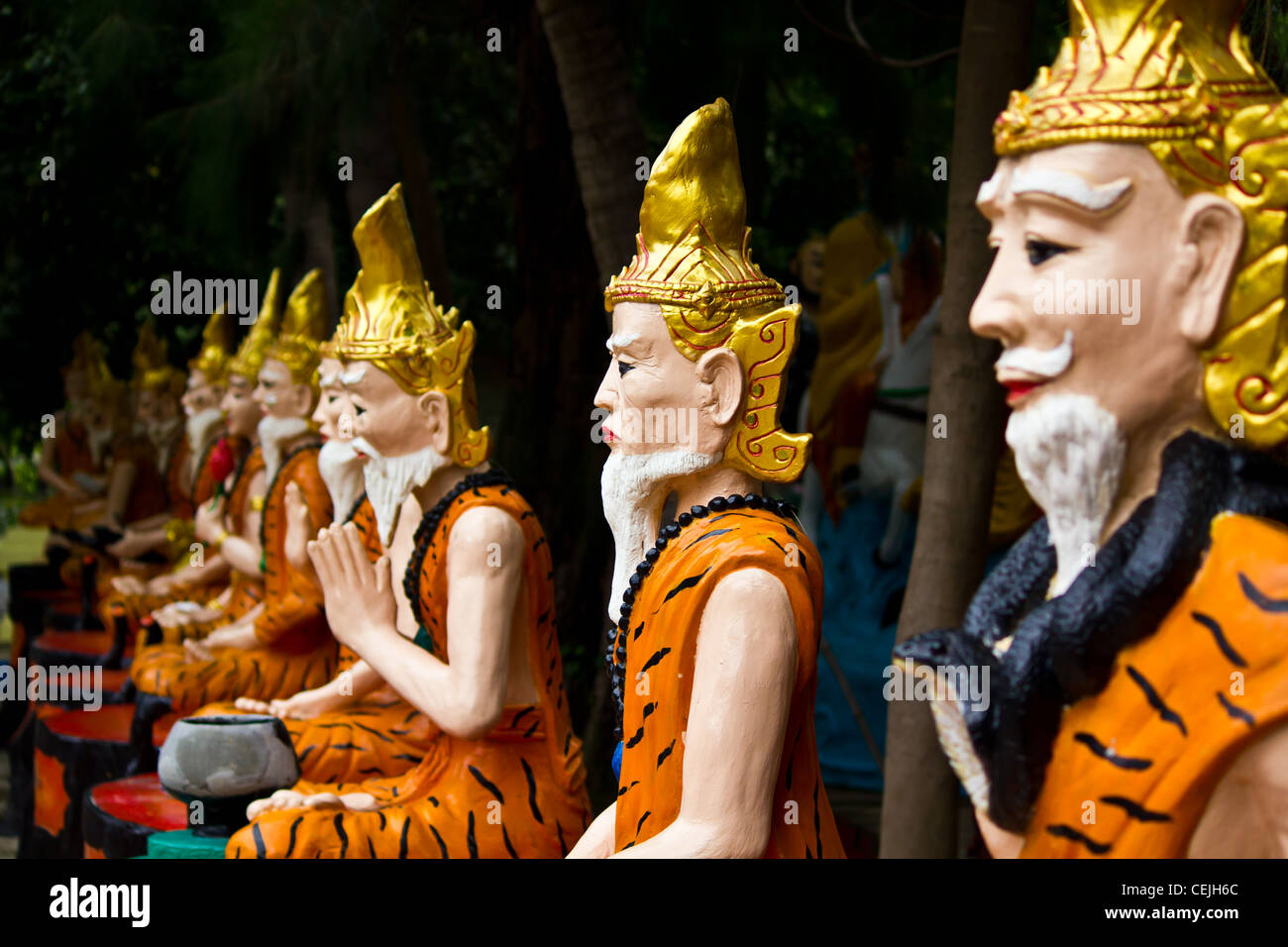 Ascetic statue in Thai style molding art Stock Photo - Alamy