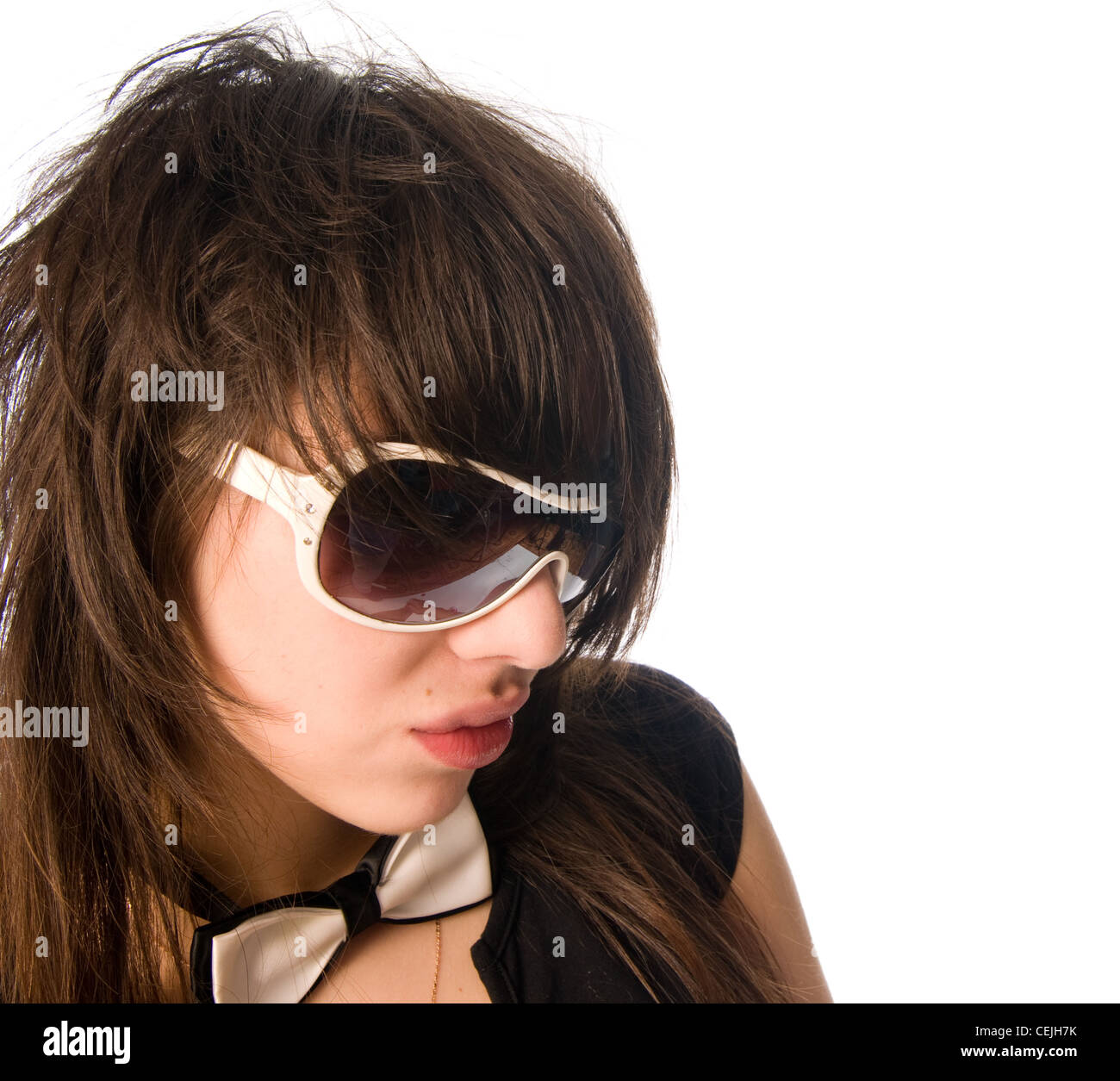 Portrait of a teenage girl on white background Stock Photo - Alamy