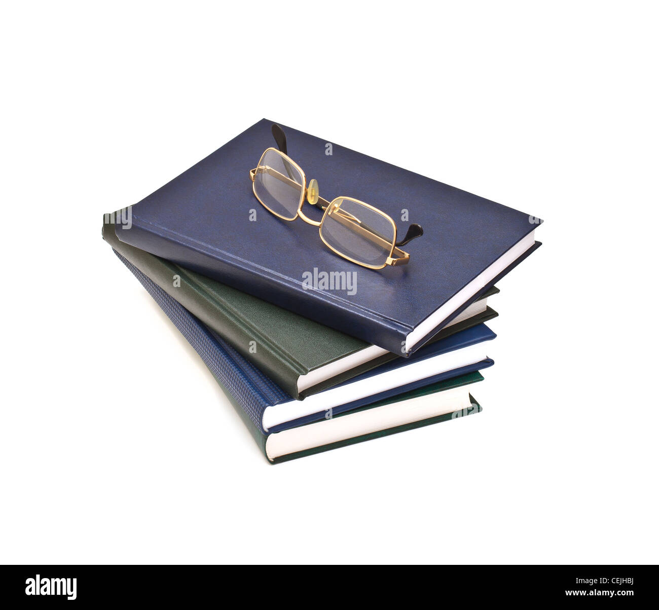 Stack of books and glasses, isolated on white background Stock Photo ...
