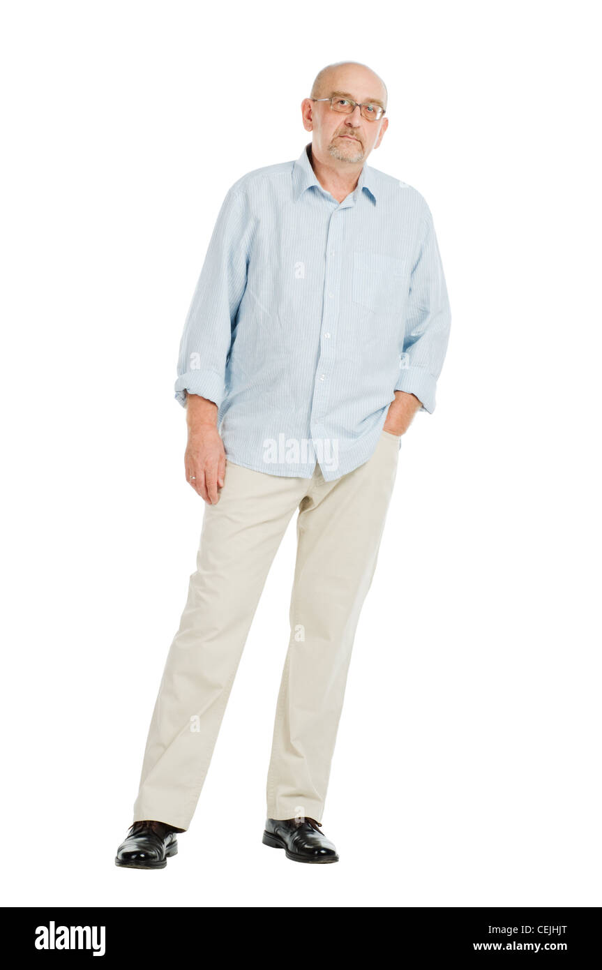 Tall mature man posing on white background Stock Photo - Alamy