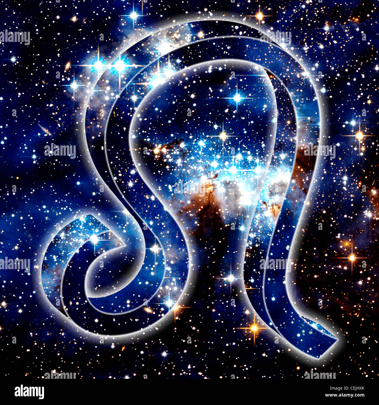Illustrated Star Signs Leo Symbol Set Against A Background Of Space Illustrated Star Signs Leo Symbol Set Against A Background Of Space