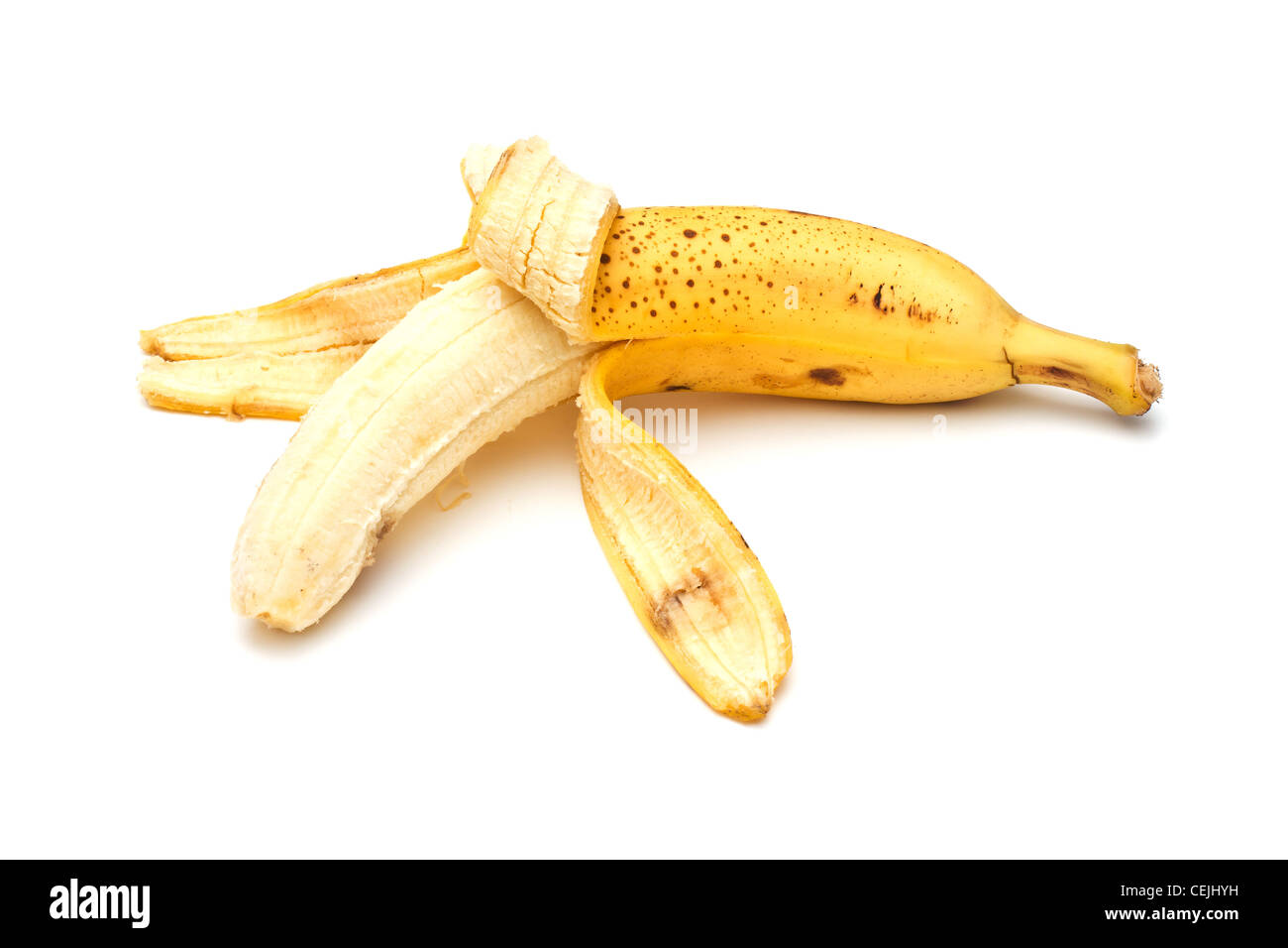 Half banana on white Cut Out Stock Images & Pictures - Alamy